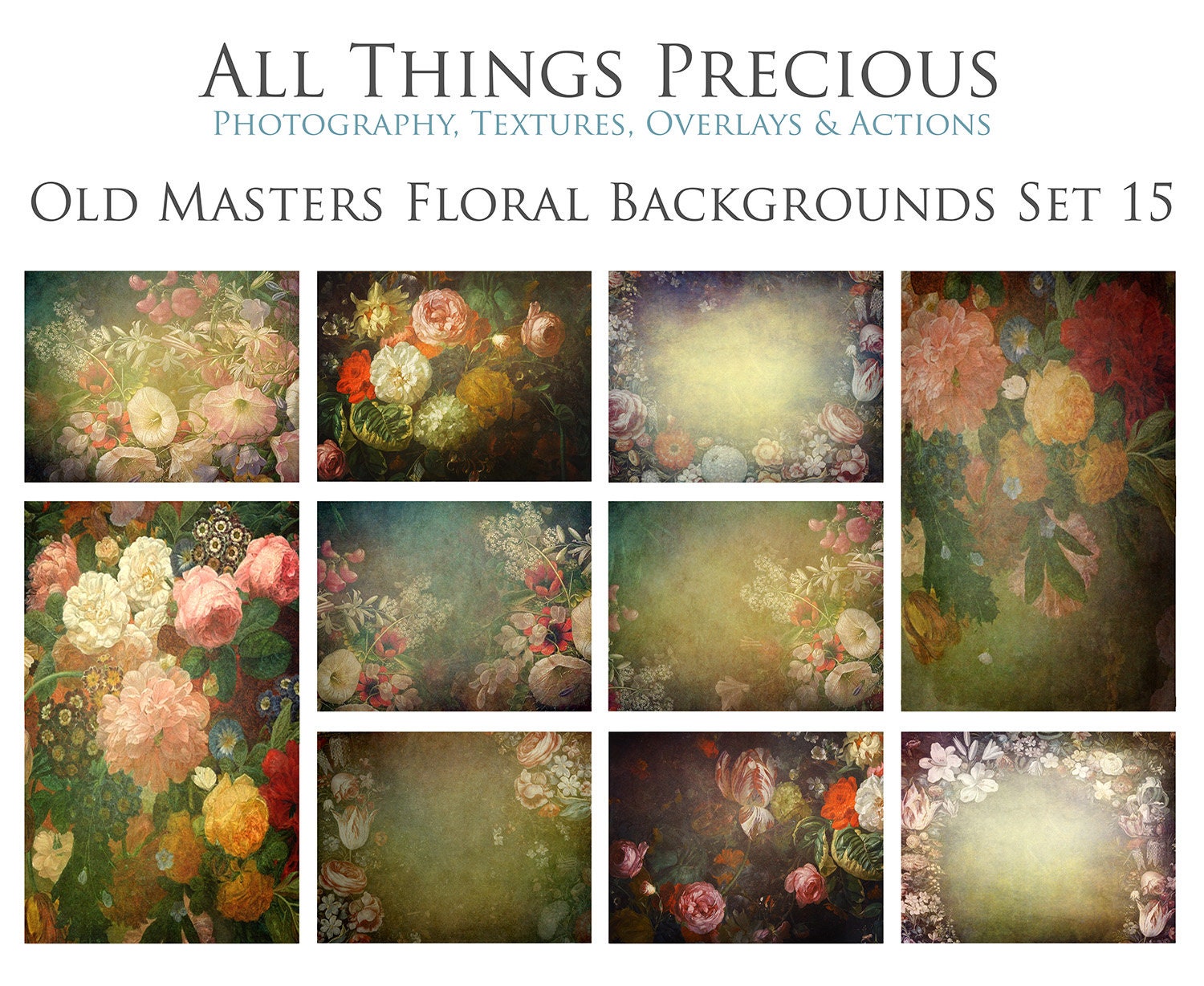 10 Fine Art TEXTURES Old Masters FLORAL Background Set 15 / - Etsy