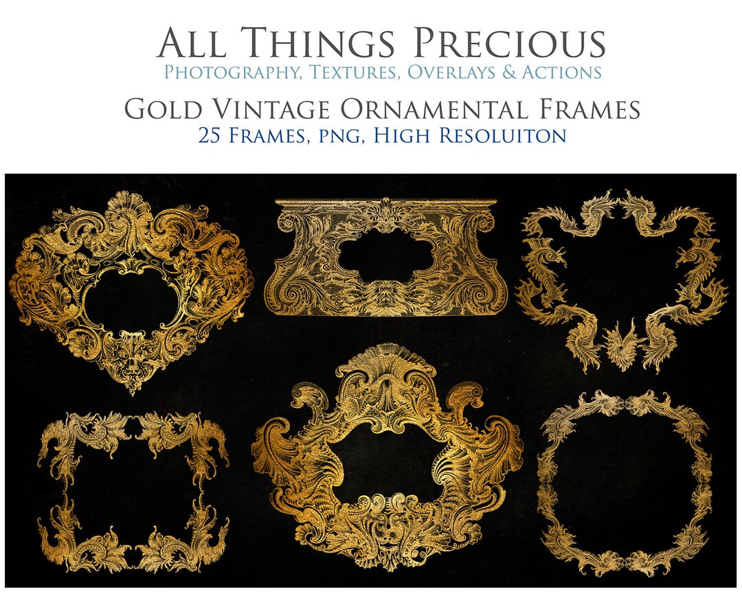 25 CLIPART GOLD FRAMES for Scrapbooking, Ornamental, Photography ...