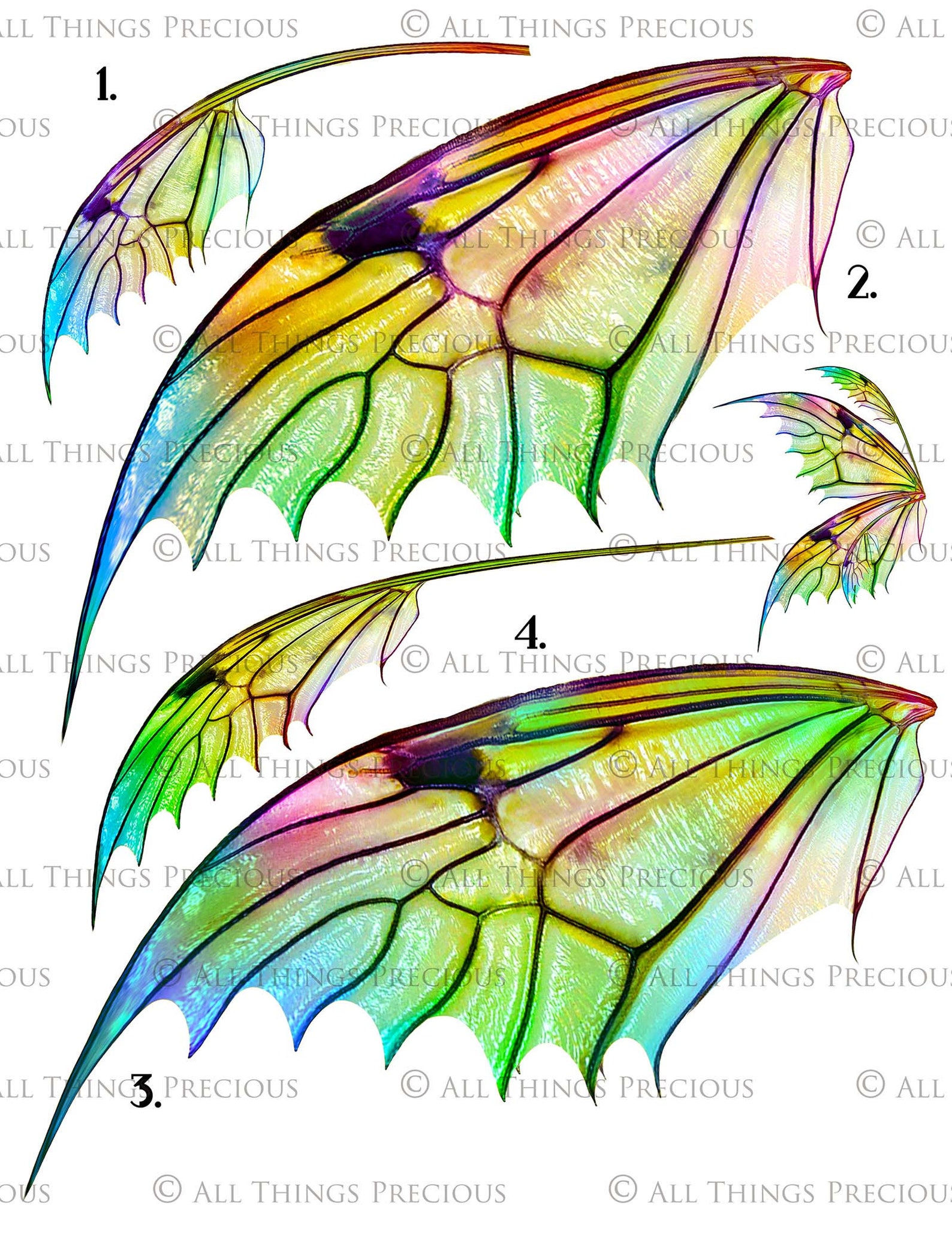 PRINTABLE FAIRY WINGS Set 18 - Print Pattern, Digital Template, Clipart ...