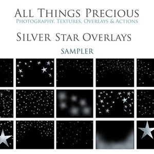 42 Digital Overlays, Png SILVER STARS / Photo Overlay, High Res ...