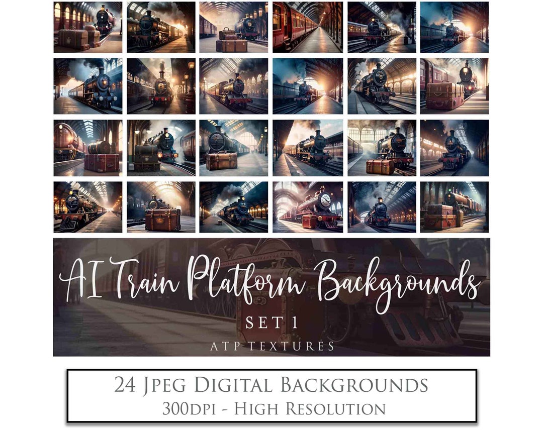 24 Digital Backgrounds - Ai TRAIN PLATFORM Set 1 - Photo Background ...