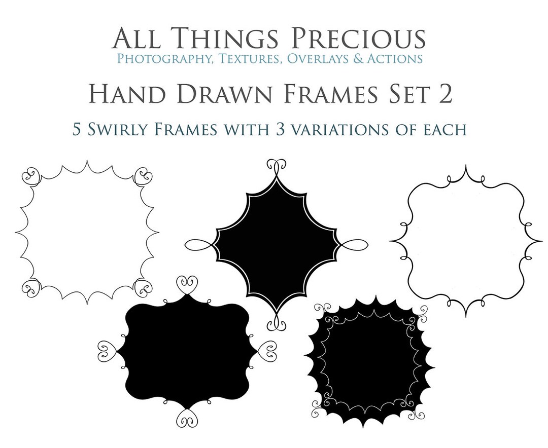 15 Digital CLIPART PNG Frames Set 2 / Hand Drawn Art, Scrapbooking ...
