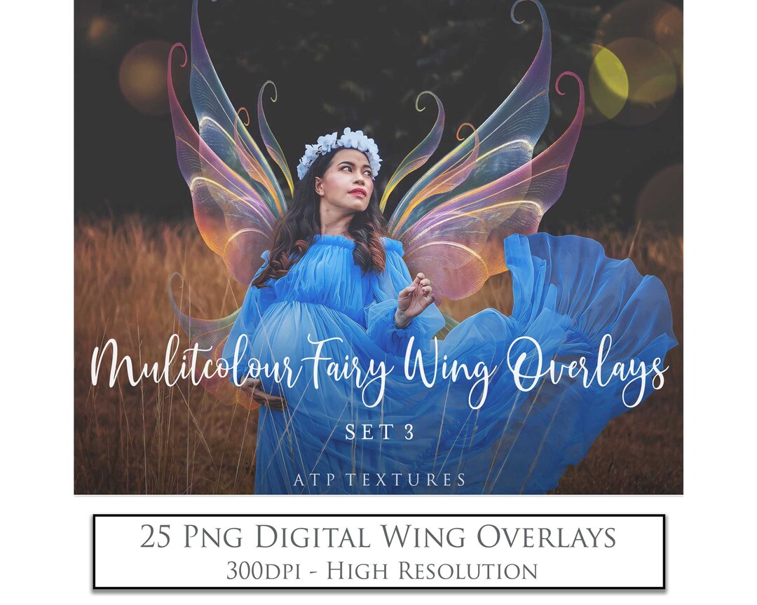 25 Fairy Wing Overlays Multicolour Set 3 / Png Clipart, Wings, High ...