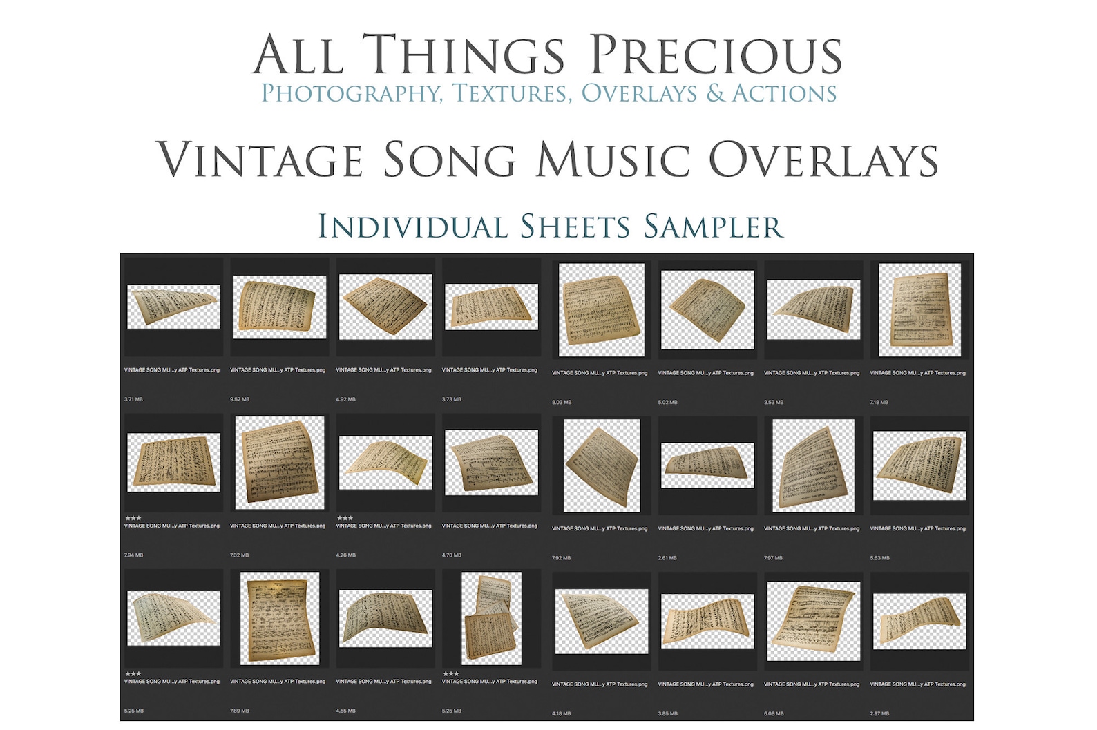 54 DIGITAL PNG OVERLAYS Vintage Song Music Overlay / - Etsy