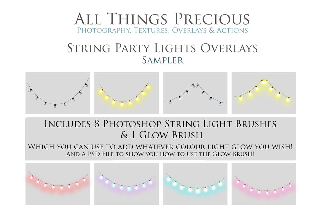 28 FESTOON STRING LIGHT Overlays With Photoshop Brushes / | Etsy