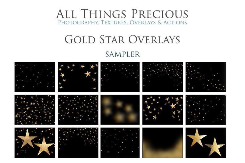 40 Digital OVERLAYS Gold STARS Png Clipart Photo Overlay - Etsy