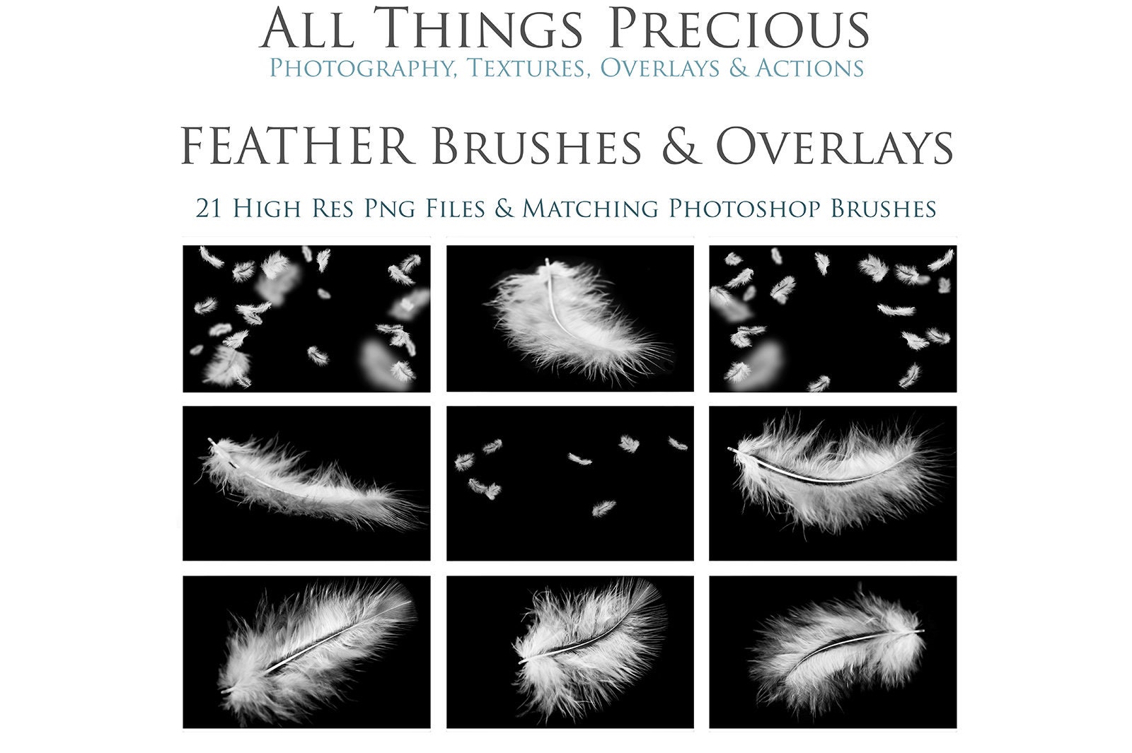 21 FLOATY FEATHER Overlays & Photoshop BRUSHES / Photography | Etsy