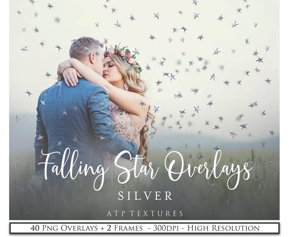 42 Digital Overlays, Png SILVER STARS / Photo Overlay, High Res ...