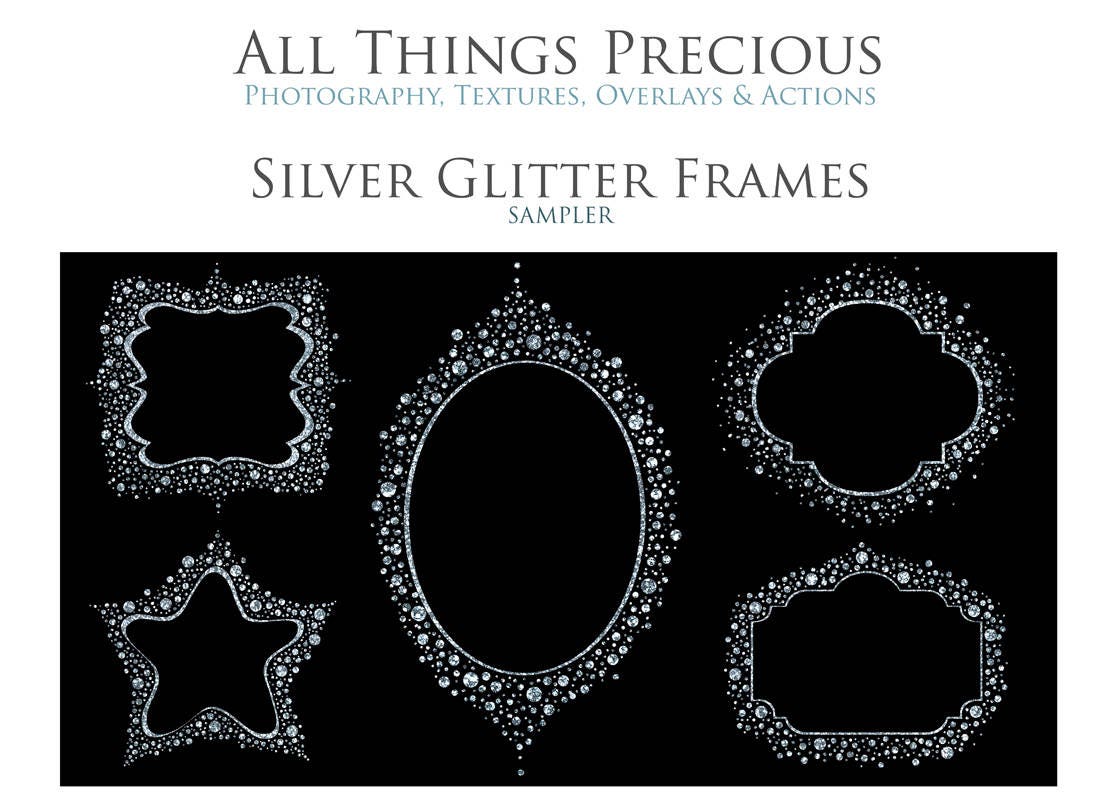 15 CLIPART SILVER GLITTER Frames / Png Elements Digital - Etsy