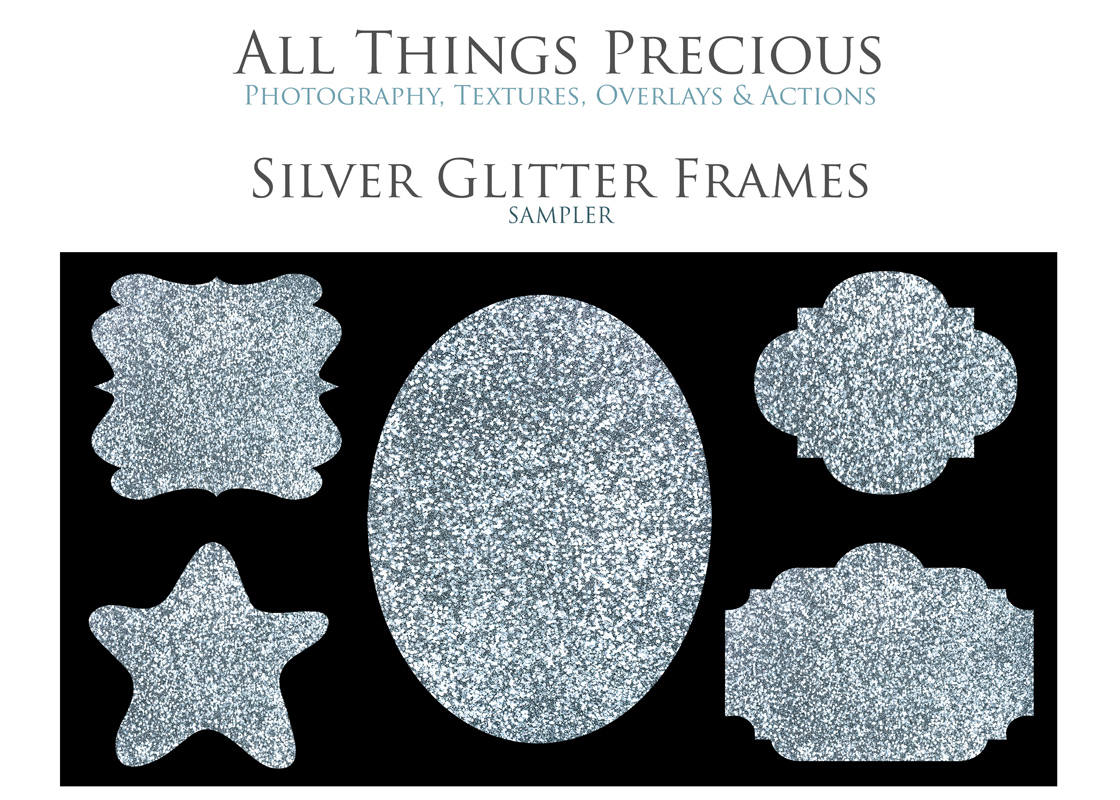 15 CLIPART SILVER GLITTER Frames / Png Elements Digital - Etsy