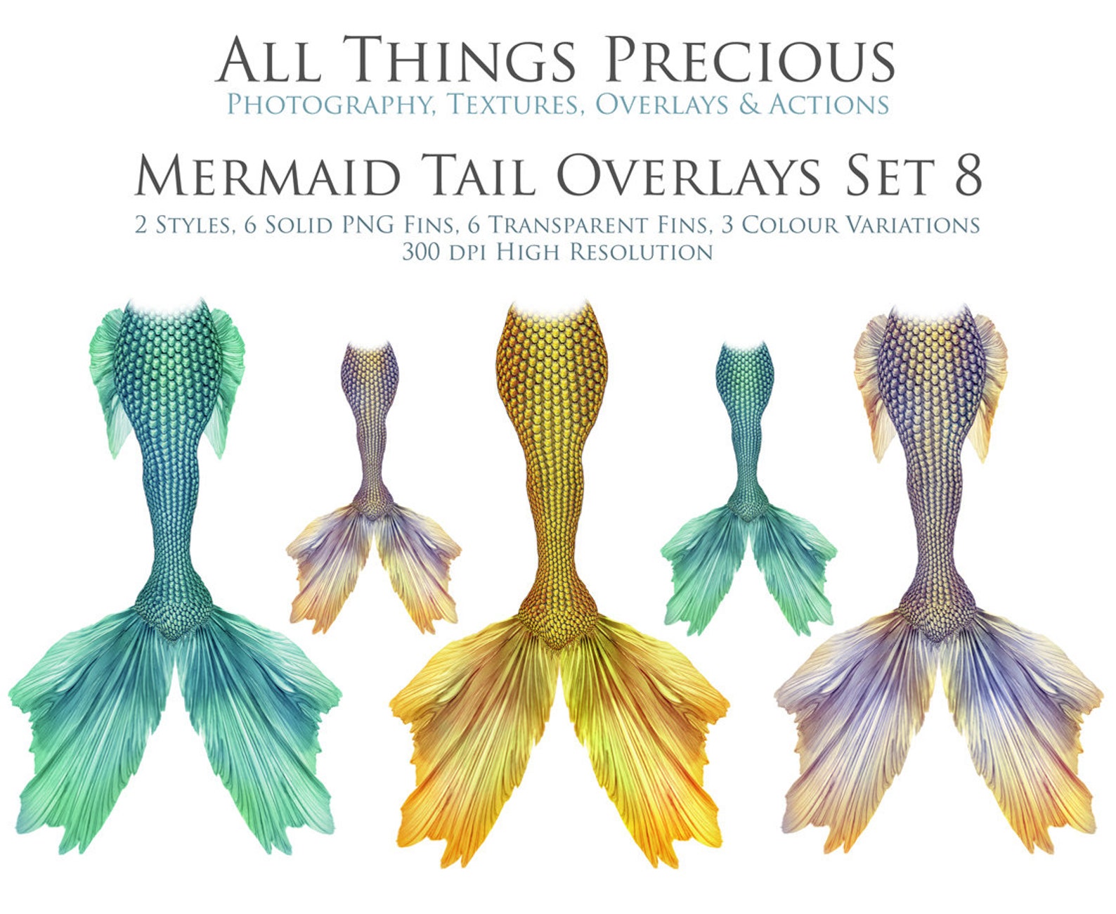 OVERLAYS PNG Digital MERMAID Tail Png Clipart Set 8 / Photo - Etsy Canada