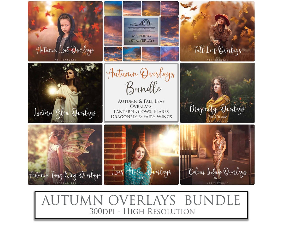 Fall Overlays, Digital BUNDLE, AUTUMN, No. 2 Photo Overlay, Lamp Light ...