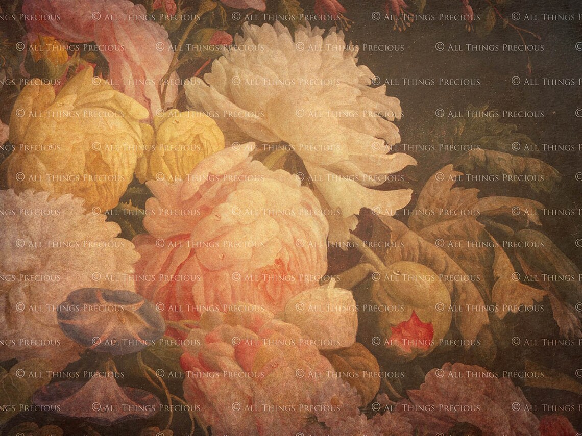 10 Fine Art TEXTURES - Old Masters FLORAL, Flower Background Set 11 ...