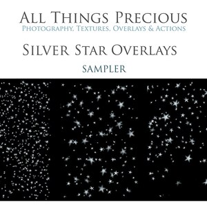 42 Digital Overlays, Png SILVER STARS / Photo Overlay, High Res ...