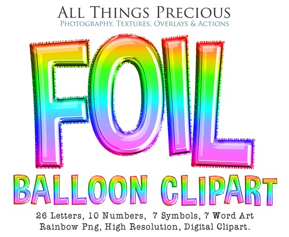 LETTER CLIPART, Foil, Png BALLOONS - Rainbow / Numbers, Scrapbooking ...