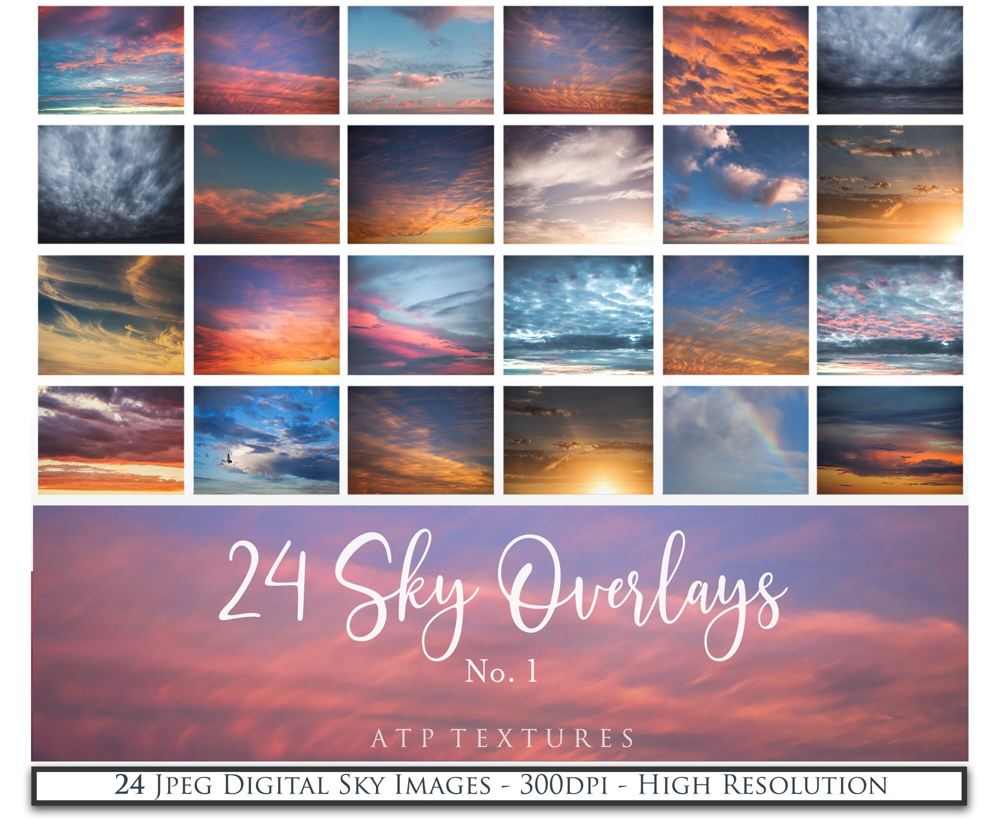 42 SKY OVERLAYS Bundle 2 Photoshop Overlay Clouds Cloudy | Etsy