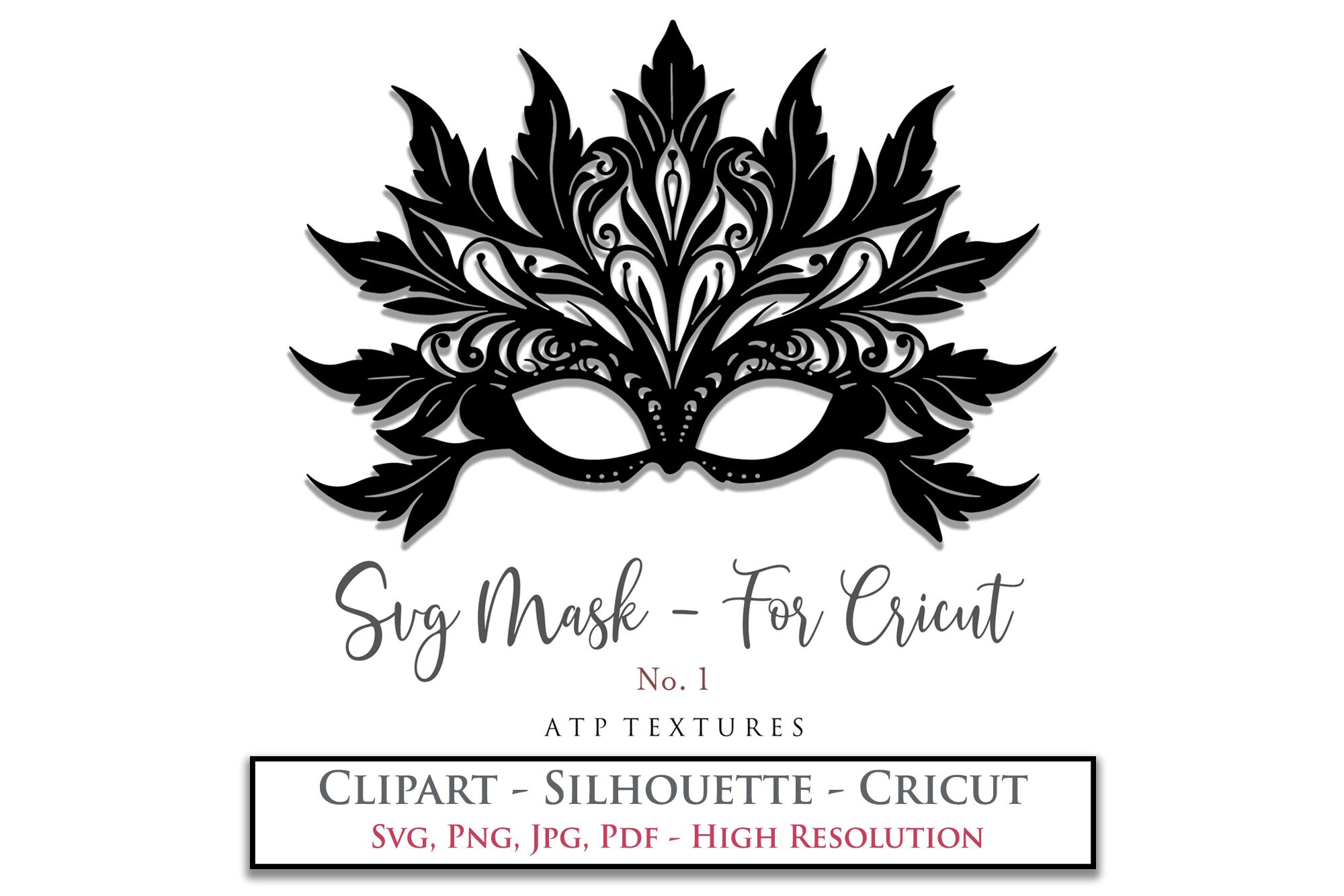 SVG Clipart MASQUERADE MASK No. 1 - Silhouette, Cricut, Template ...