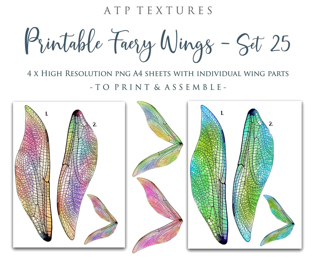 PRINTABLE FAIRY WINGS Set 25 Art Doll Wing Pattern High - Etsy