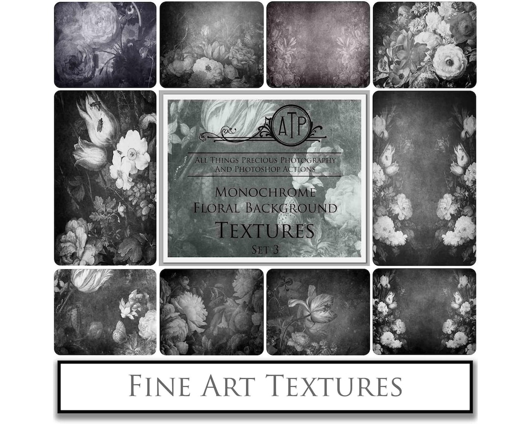 Fine Art TEXTURES - Floral Background, MONOCHROME, Old Masters Set 3 ...