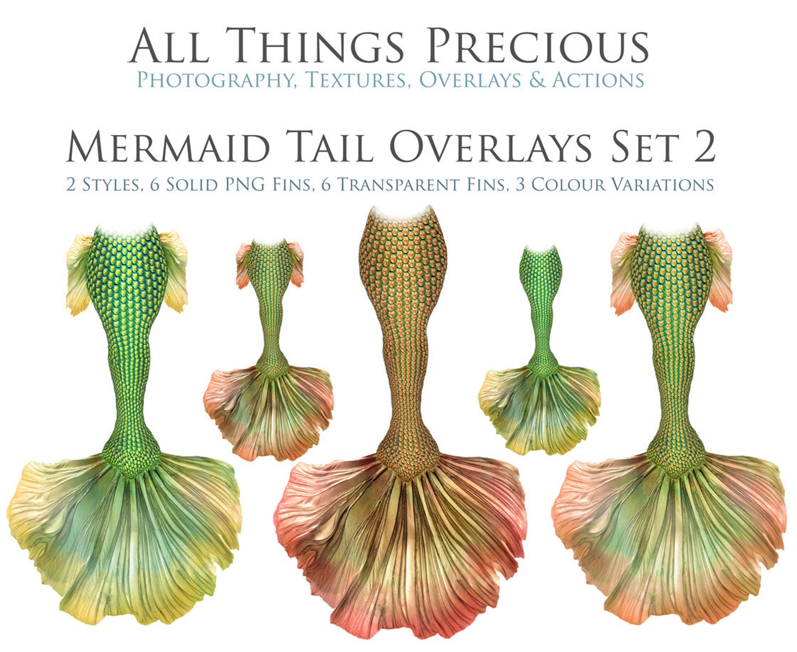 48 OVERLAYS - MERMAID TAIL - Png Bundle No.2 / Photo Overlay,digital ...