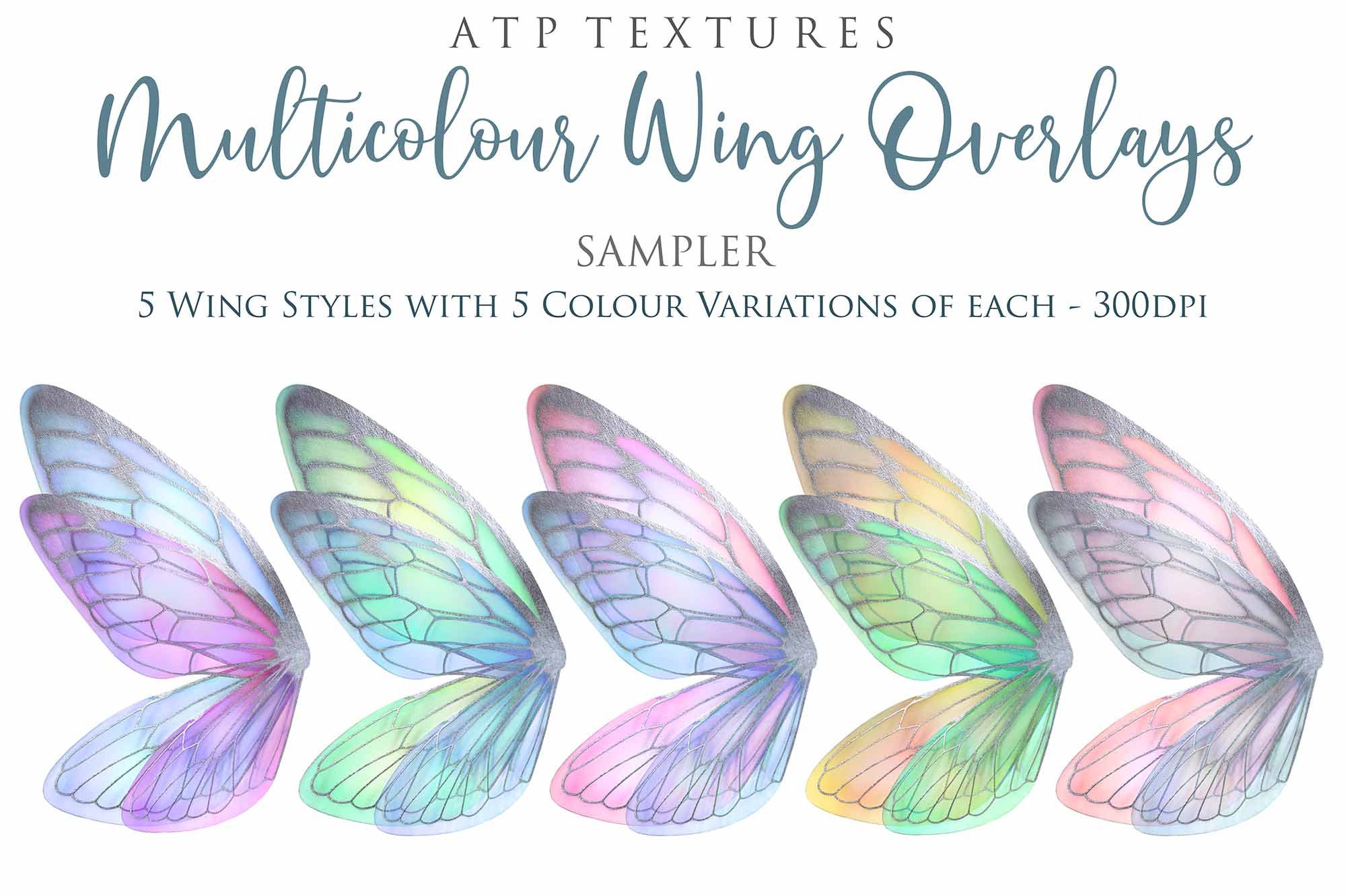 25 Fairy Wing Overlays Multicolour Set 3 / Png Clipart Wings | Etsy