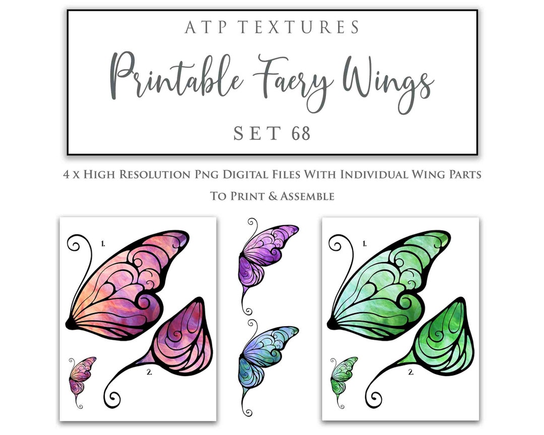 PRINTABLE FAIRY WINGS Set 68 - Scrapbooking Clipart, Digital Wing ...