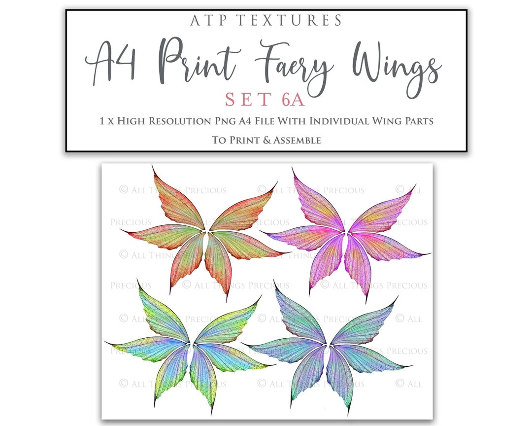 A4 PRINT FAIRY WINGS Set 5A - Png Clipart, Jewellery Making, Wing ...