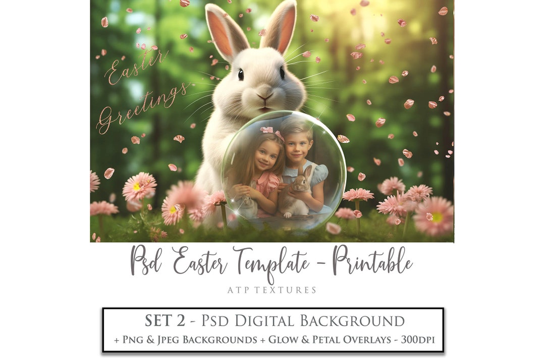 Digital Background, Easter Bunny Template 2, Psd File Photoshop, Png ...
