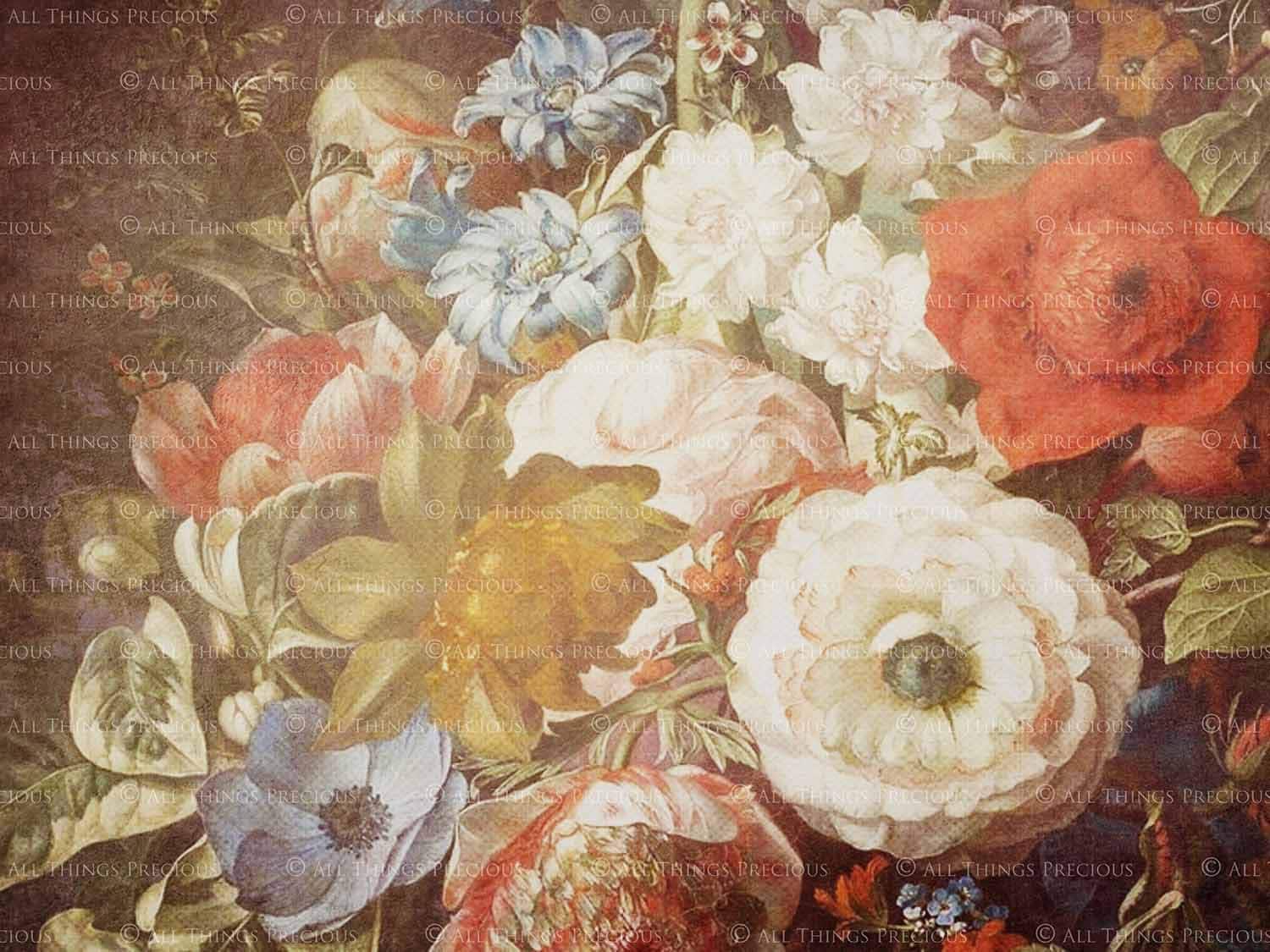 10 Fine Art TEXTURES Old Masters FLORAL Flower Background - Etsy