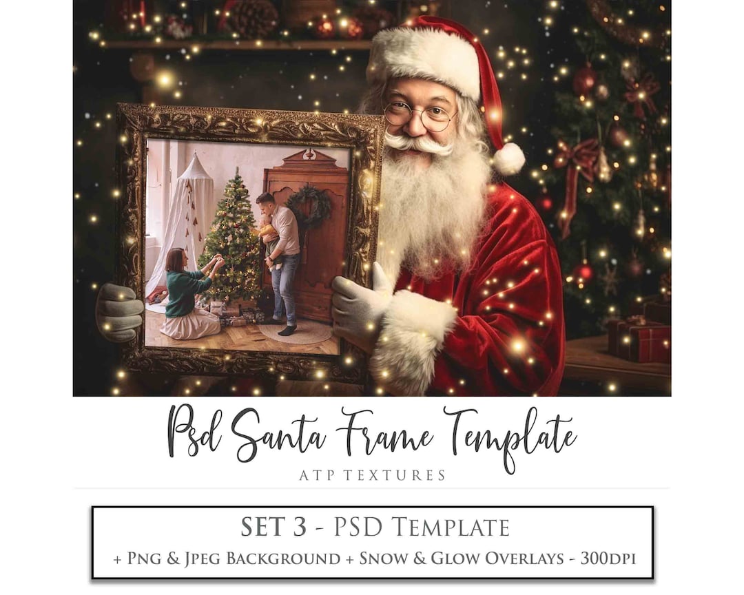 PHOTOSHOP TEMPLATE, Digital Background - SANTA Frame - Psd, No. 3 ...