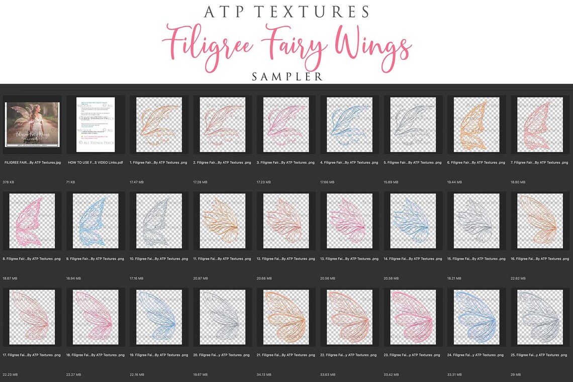 25 Png Overlays FILIGREE FAERY WINGS Set 9 / Photo Overlay - Etsy