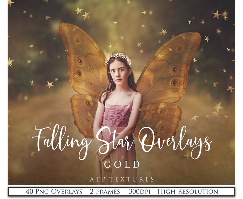 40 Digital OVERLAYS Gold STARS Png Clipart Photo Overlay - Etsy