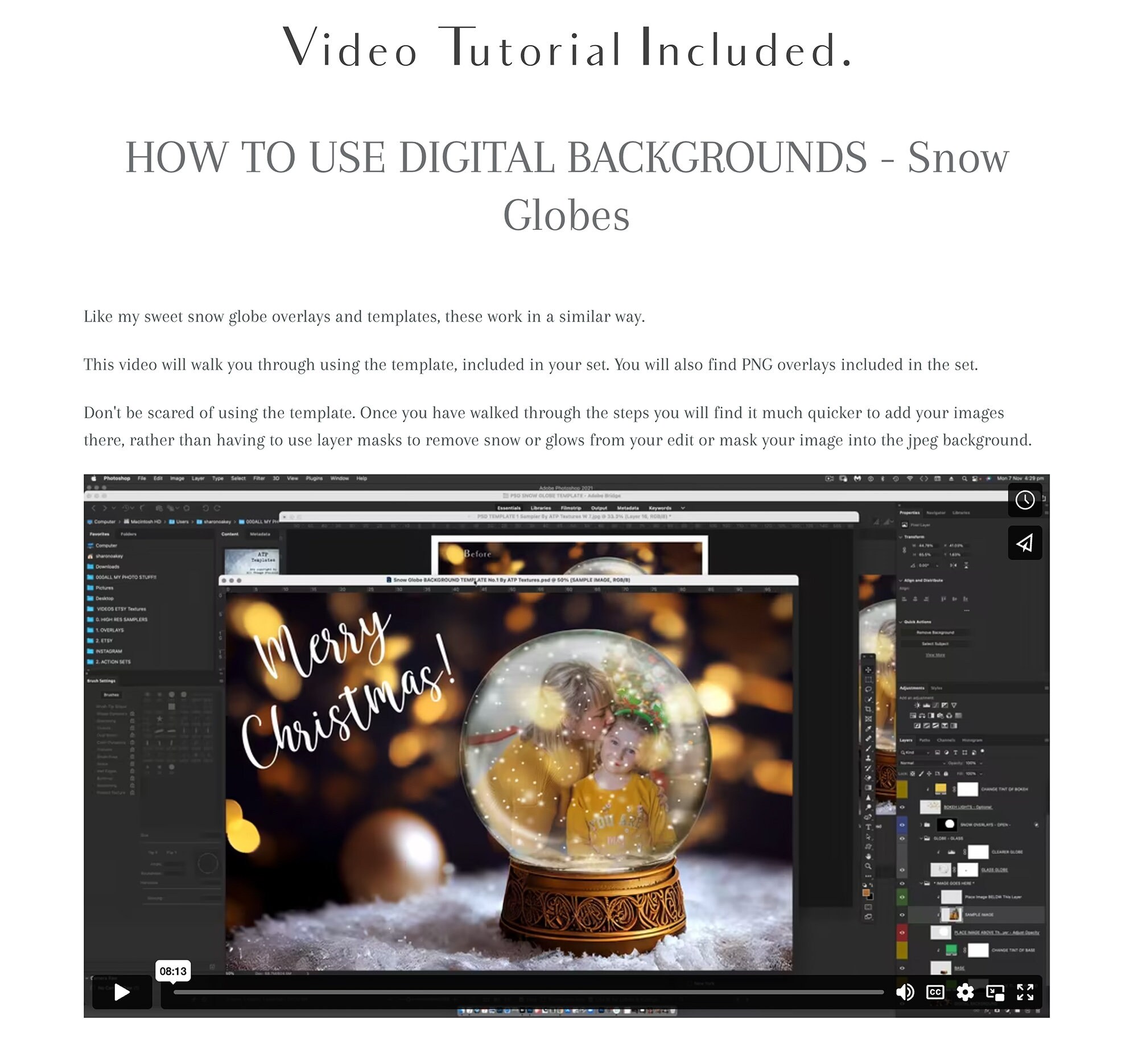 PHOTOSHOP TEMPLATE Digital Background Snow Globe Psd - Etsy