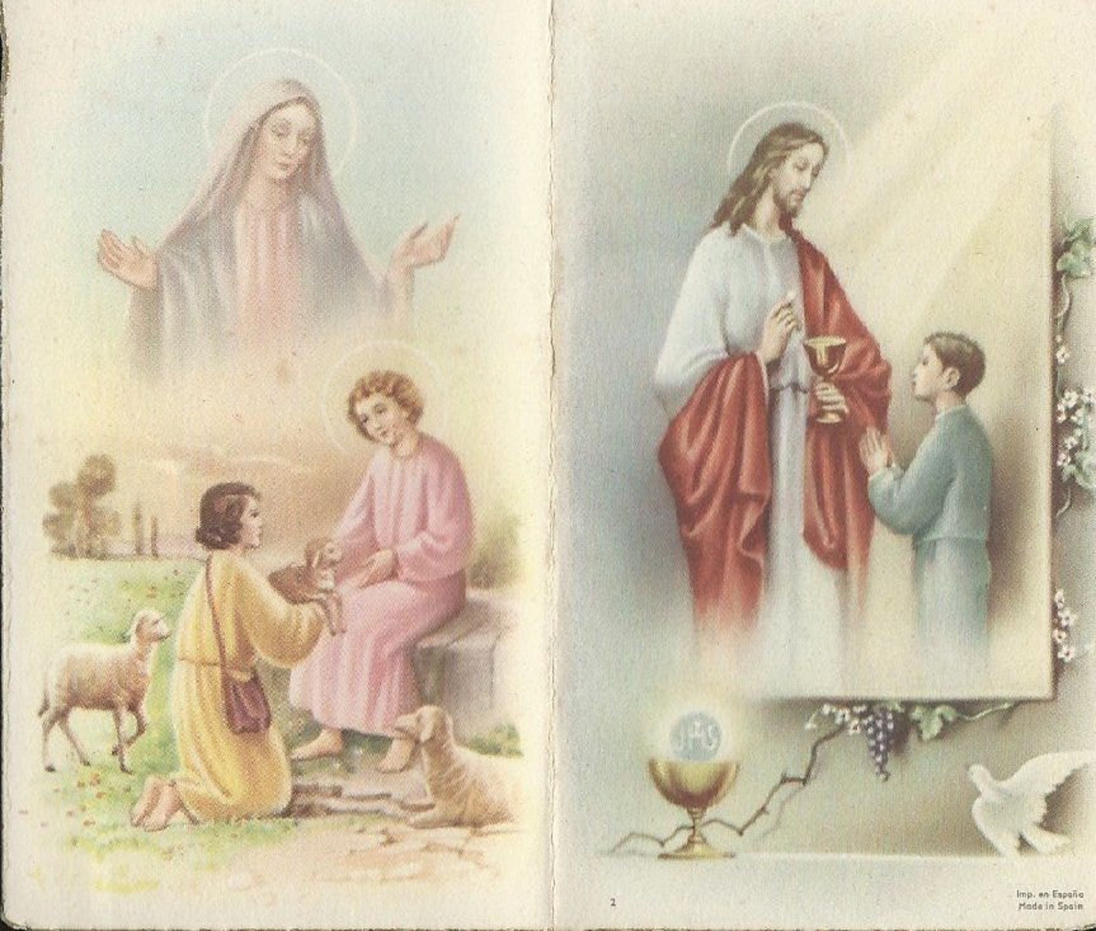 2 Vintage Religious First Communion Memorial Card - Holy Card - 1949 ...