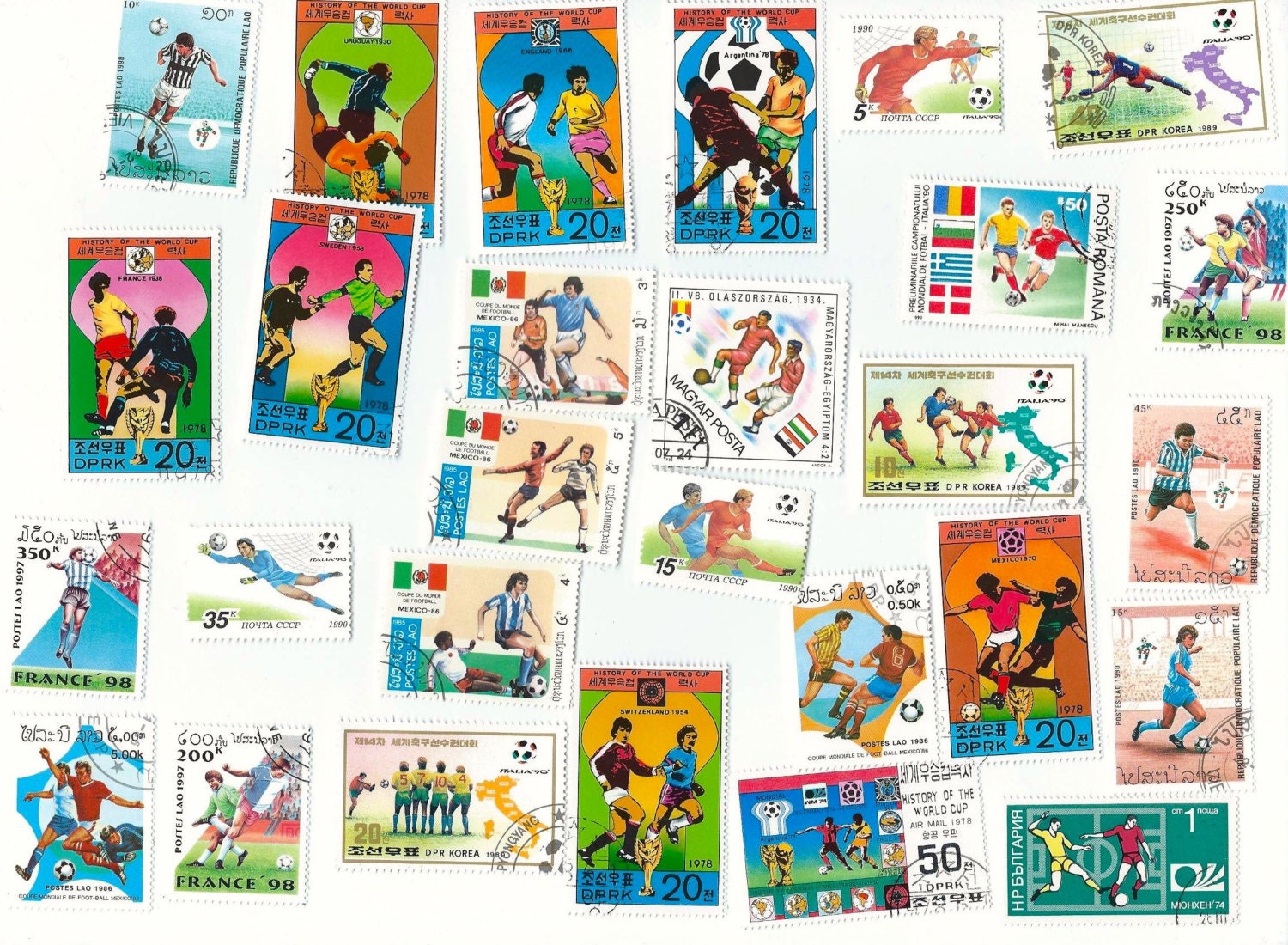 12 Postage Football Stamps, Soccer Stamps Scrapbooking, Collage ...