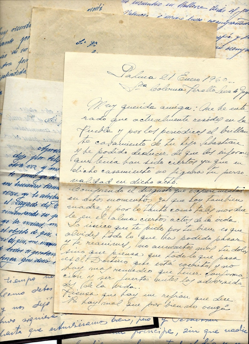 Descargas - 6 Cartas antiguas escritas a mano - Etsy España