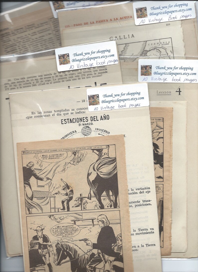 10 Vintage Spanish Book Sheets - Etsy