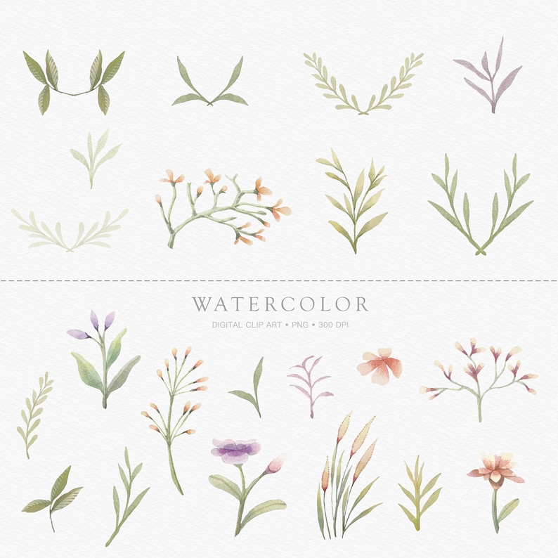 Watercolour Florals Clipart - Botanical Flowers - Wedding Wreaths ...