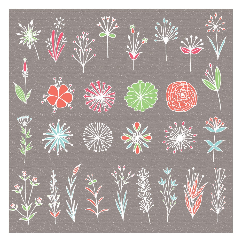 35 Hand Drawn Flowers Digital Clip Art Flower Wreaths - Etsy