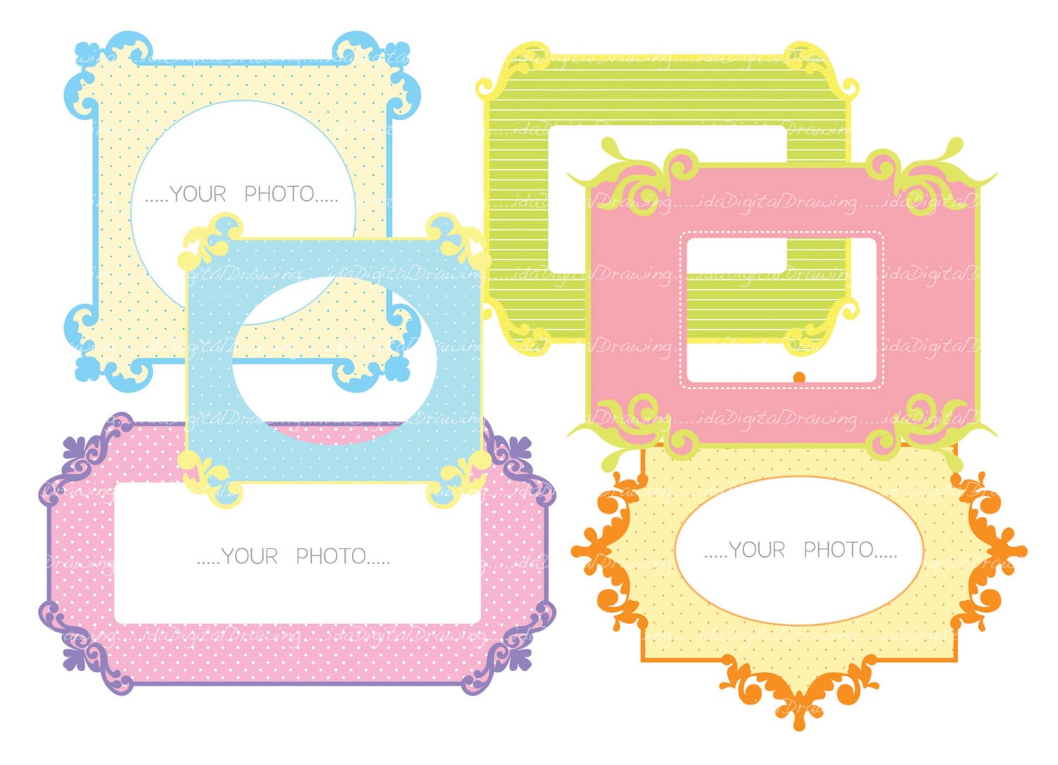 Digital Frames Clip Art for Personal Project and Small Commercial Use ...