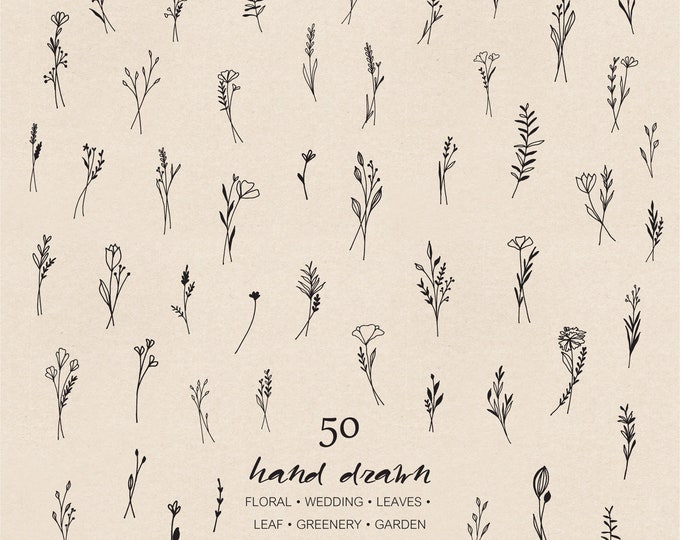 Doodled Leaves Clip Art, PNG Leaf Digital Stamp Printable & Photoshop ...