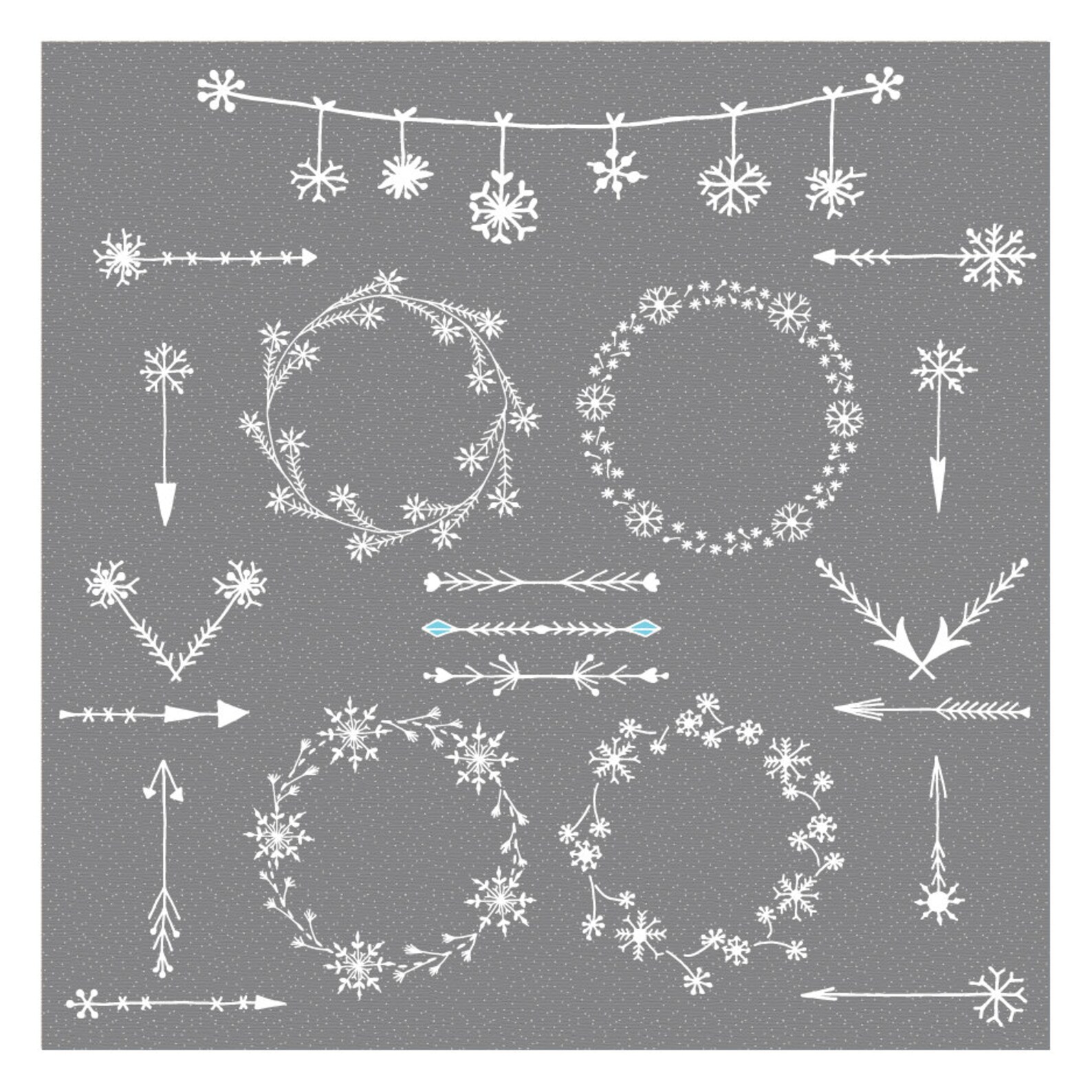 50 Hand Drawn Snowflakes Digital Clip Art - Christmas Clip Art - Snow ...