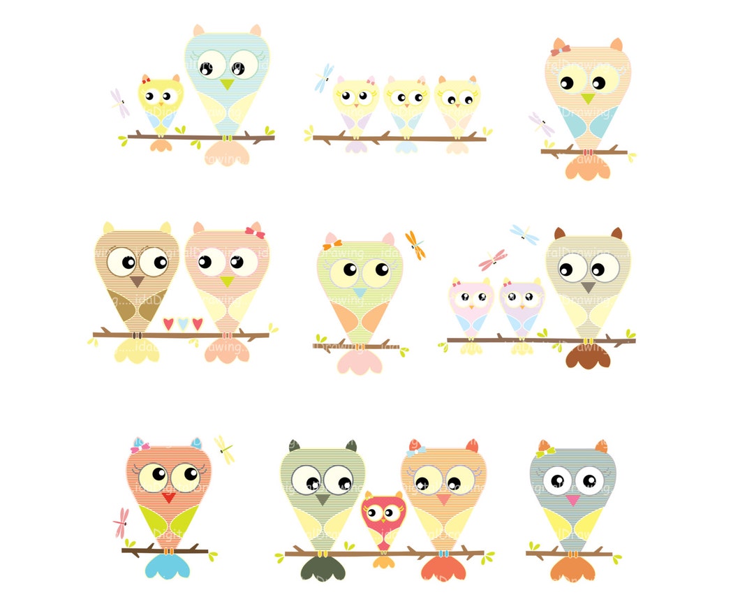 Owls Family Clipart - Etsy
