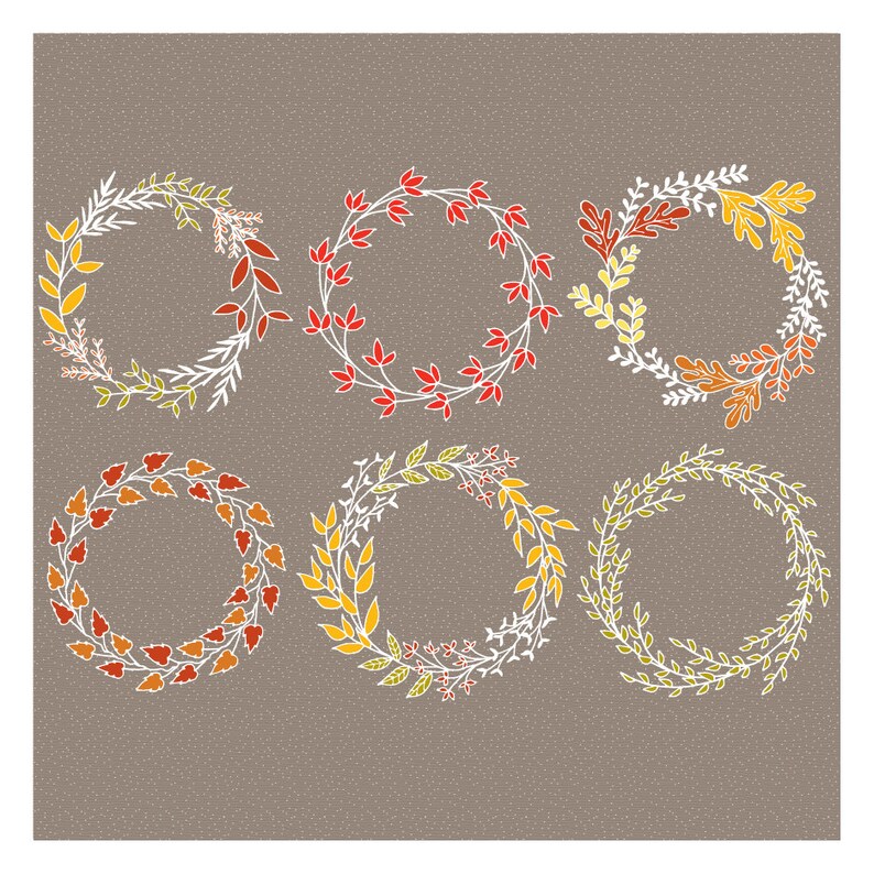 35 Hand Drawn Autumn Leaves Digital Clip Art-autumn Wreaths-acorns-leaf ...