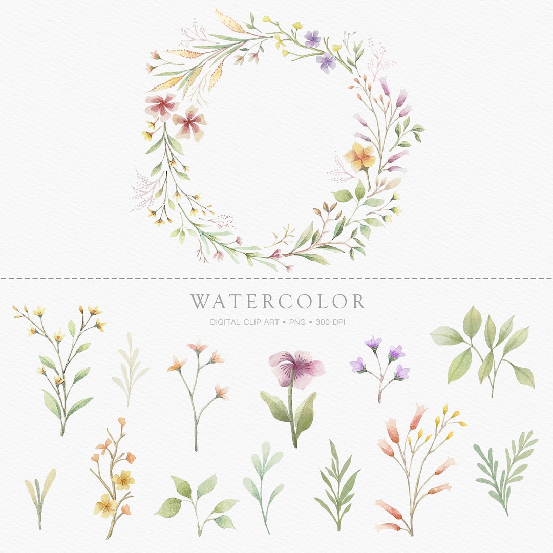 Watercolour Florals Clipart - Botanical Flowers - Wedding Wreaths ...