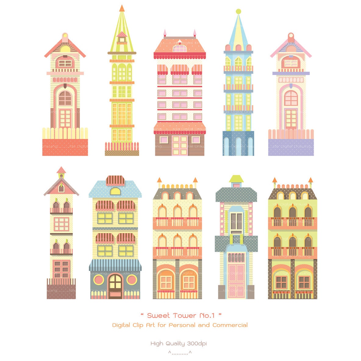 Sweet Tower No.1- Digital Clip Art - House Clipart-home Clipart-new ...