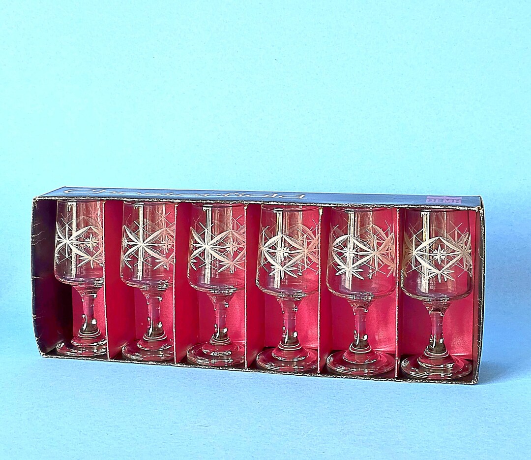 Boxed Dema Chesterfield Patterned Sherry Glasses | Set of Six - Etsy