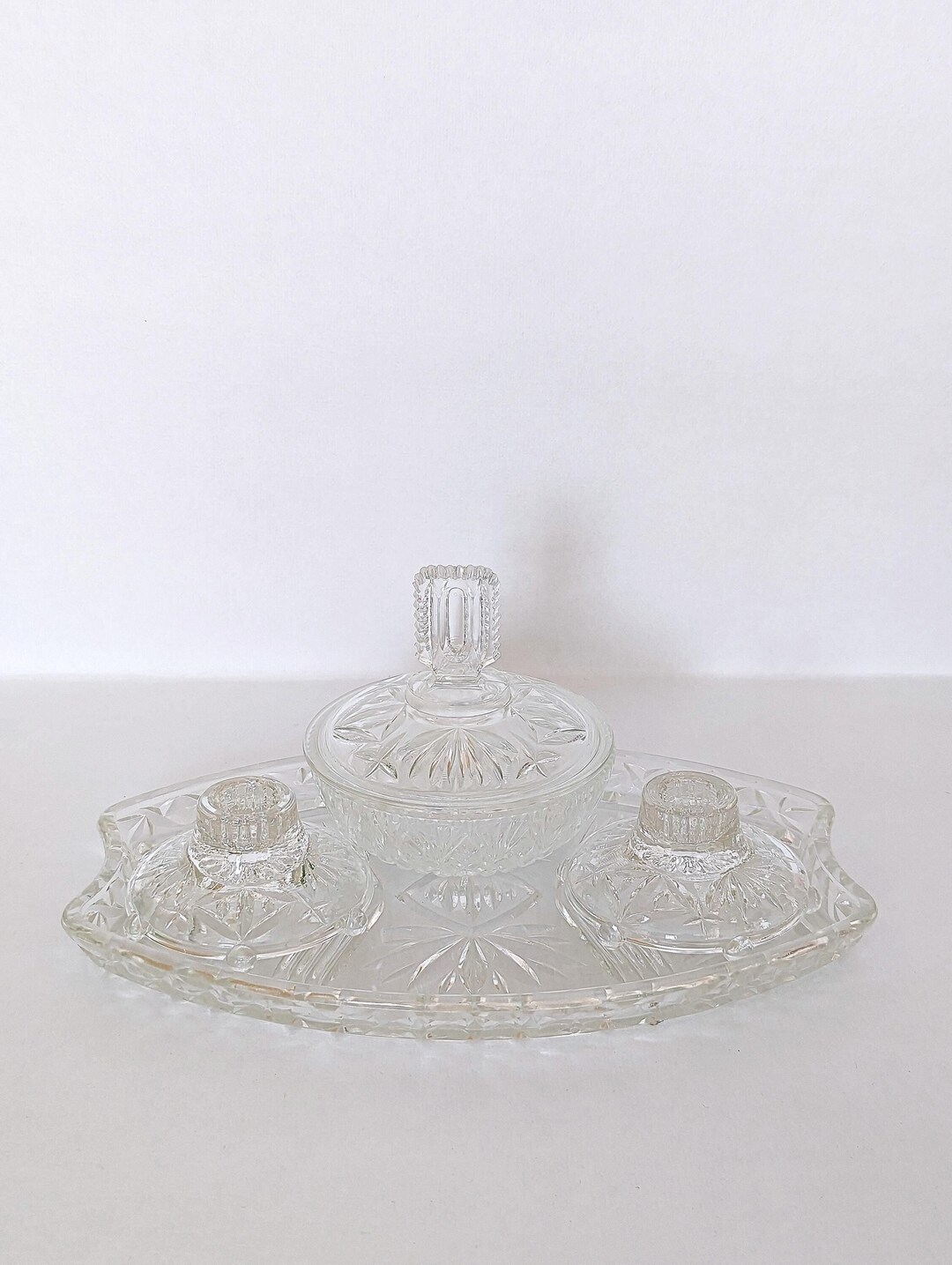 Vintage Mid-century Clear Glass Dressing Table Set - Etsy