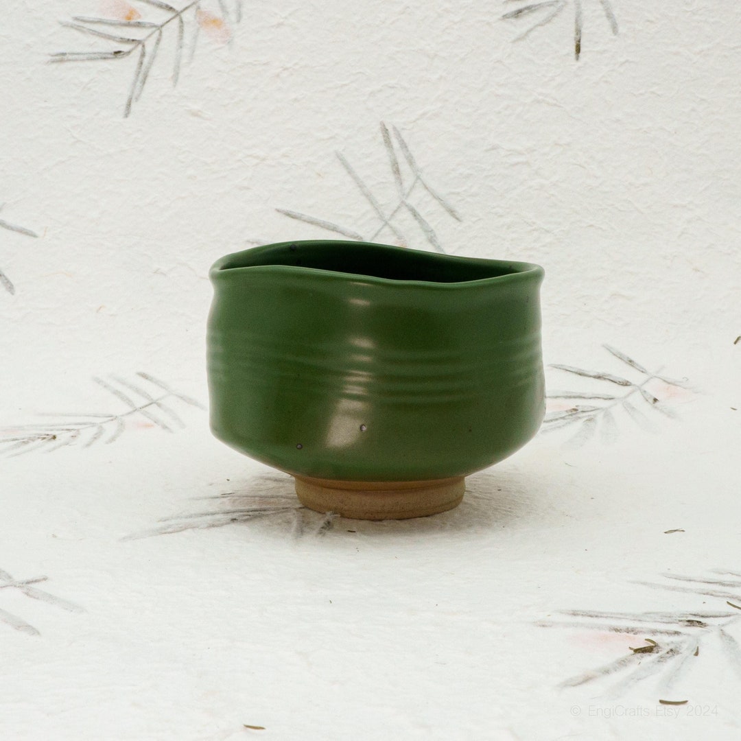 Green Ceramic Matcha Bowl • 12cm 4.7in Soup Bowl • Zen Dessert Bowl ...