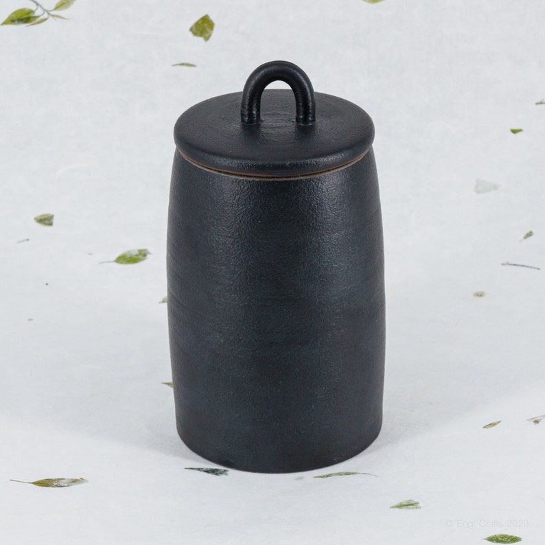 Minimalist Black Ceramic Canister With Lid (450ml/15oz): Airtight ...